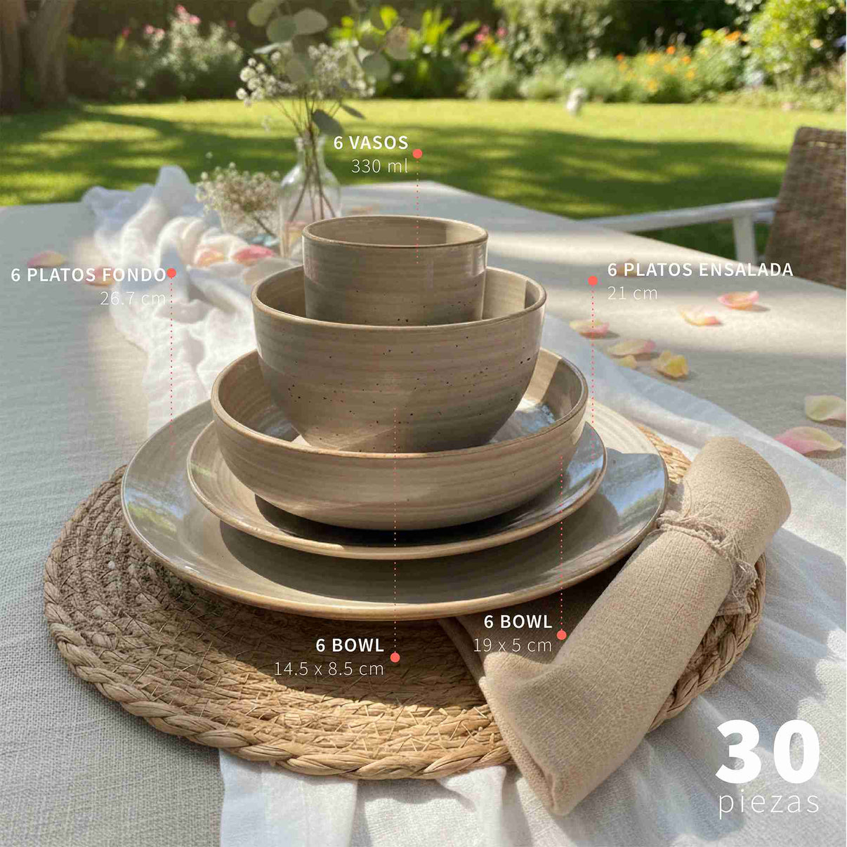 Juego Loza Cerámica 30 pcs Siena 6 personas Simplit – Kitchen Center