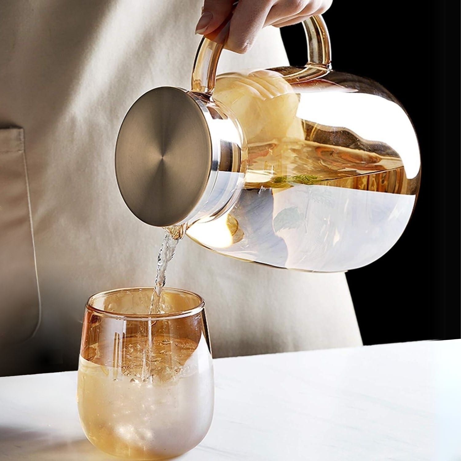 Kit Tetera De Vidrio Con 6 Vasos Ovalado Santú Home & Deco – Kitchen Center