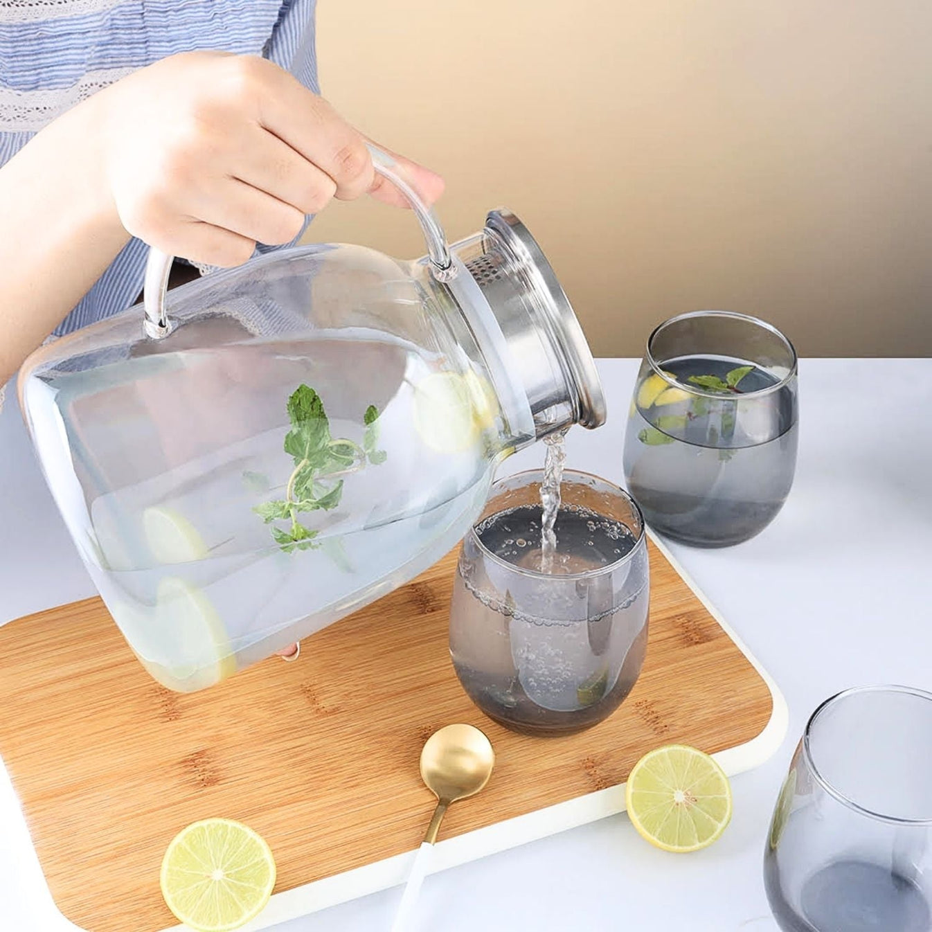 Kit Tetera De Vidrio Con 6 Vasos Ovalado Santú Home & Deco – Kitchen Center