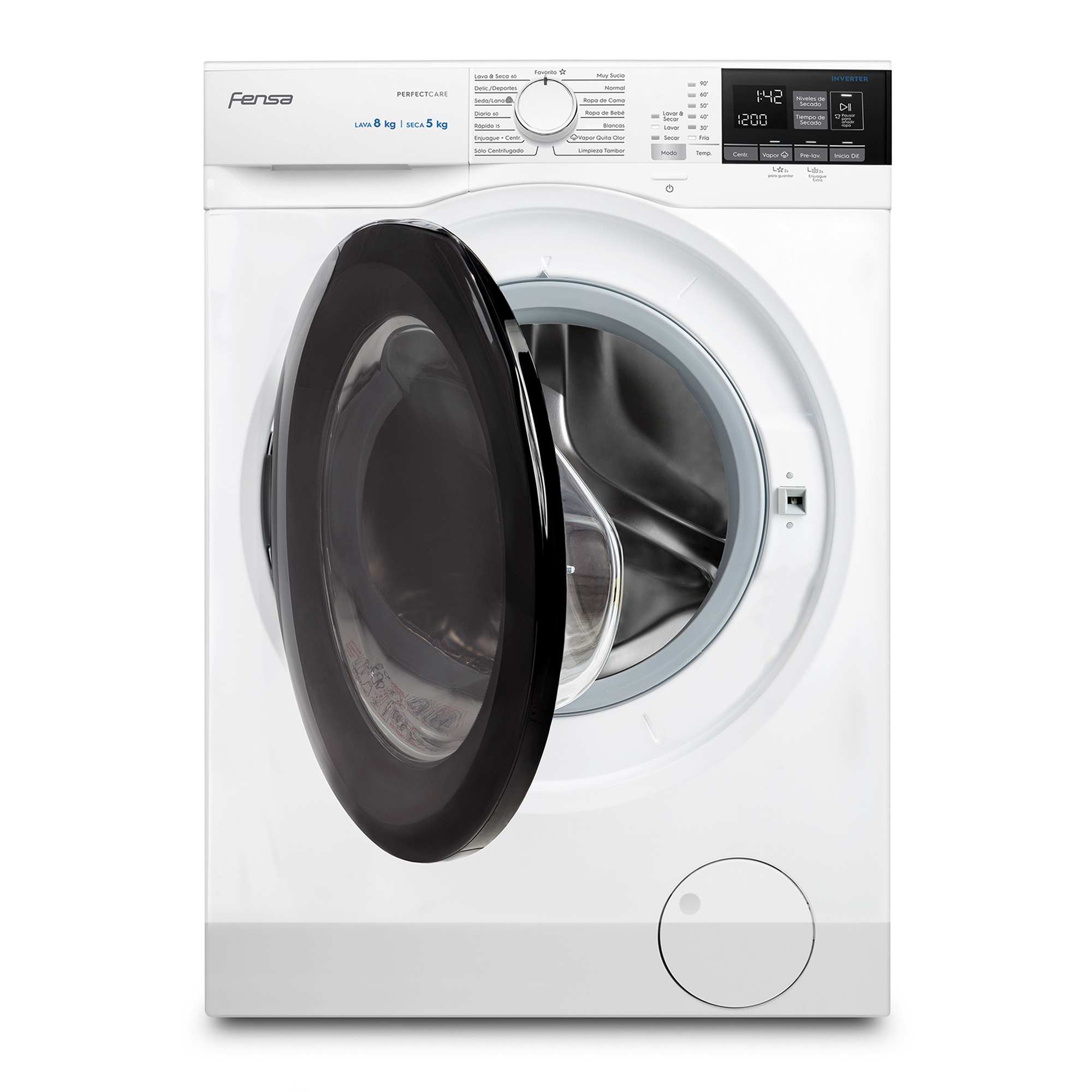 Lavadora Secadora 8Kg Carga Frontal Vapour Care y AutoSense 8WD Fensa ...