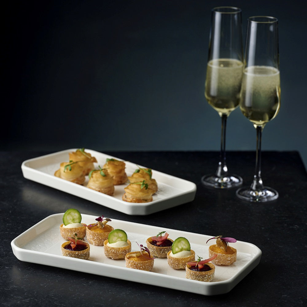 Plato Rectangular Blanco Con Borde 26 Cms Churchill – Kitchen Center