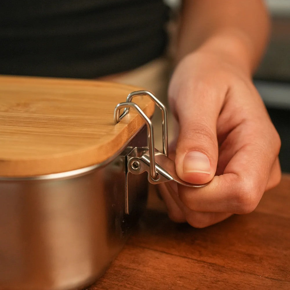 Tupper de Acero Inoxidable Tapa Madera 800 ml – Kitchen Center