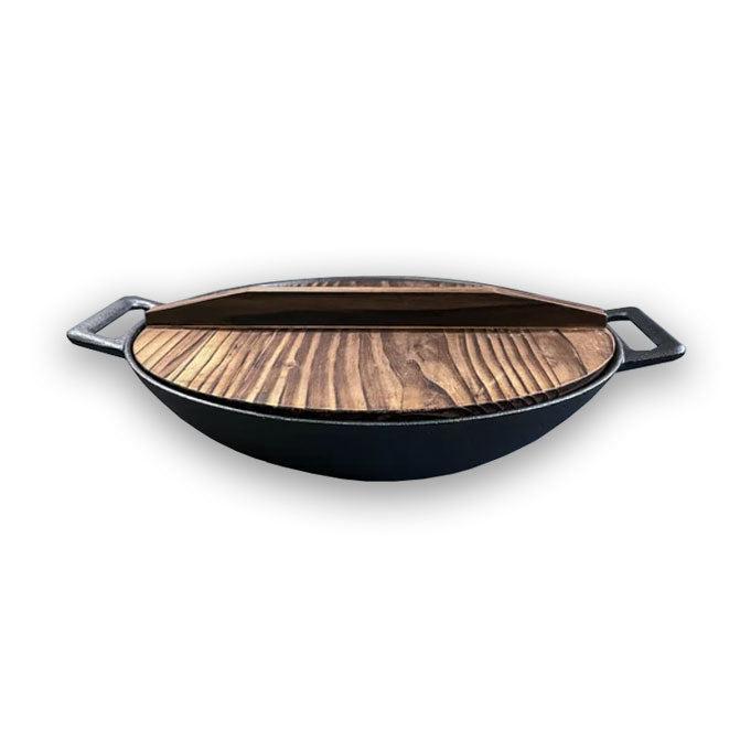 Wok Fierro Fundido 30cm + Tapa Madera Parrilla MRW – Kitchen Center