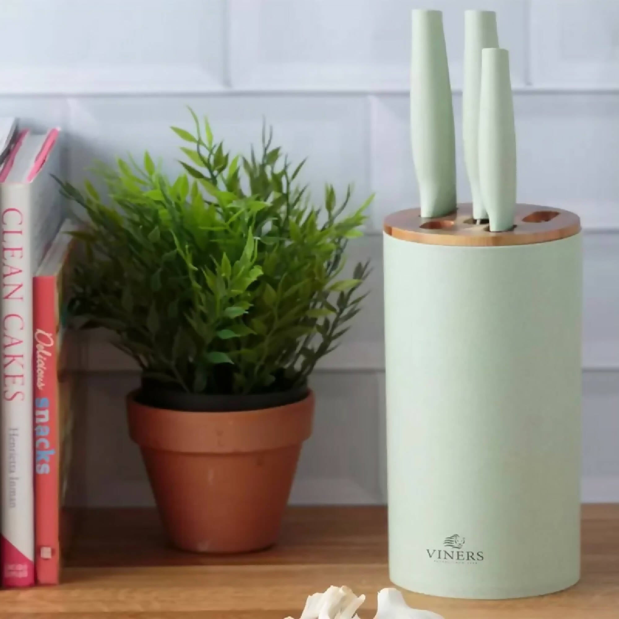 Set De 5 Cuchillos Con Taco Organic Menta Bloque Viners – Kitchen Center